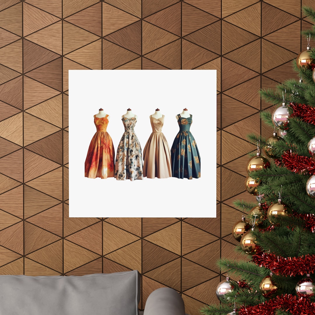 Matte Poster of Four Colorful Retro A-line Dresses // Simple Wall Decor ...