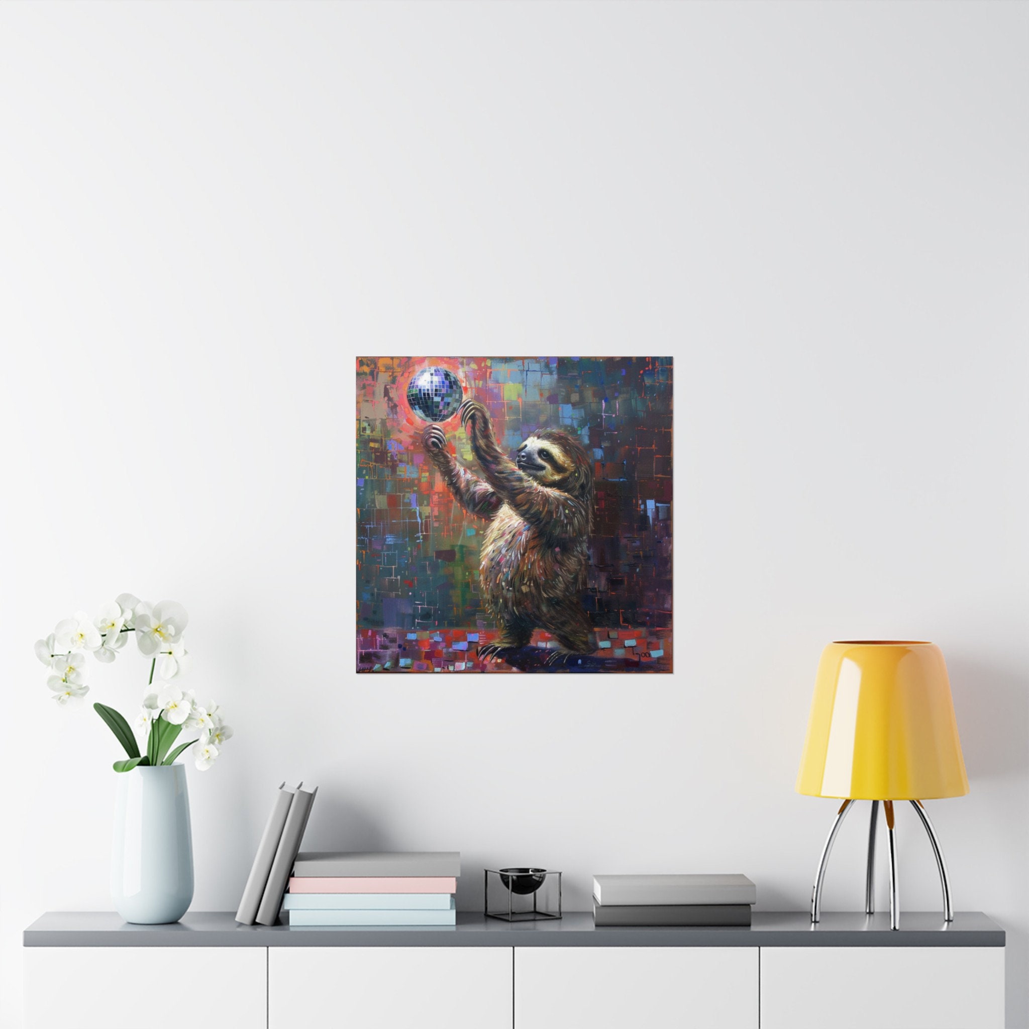 Sloth Dancing Under Disco Ball in the Club // Sloth Lovers Poster ...
