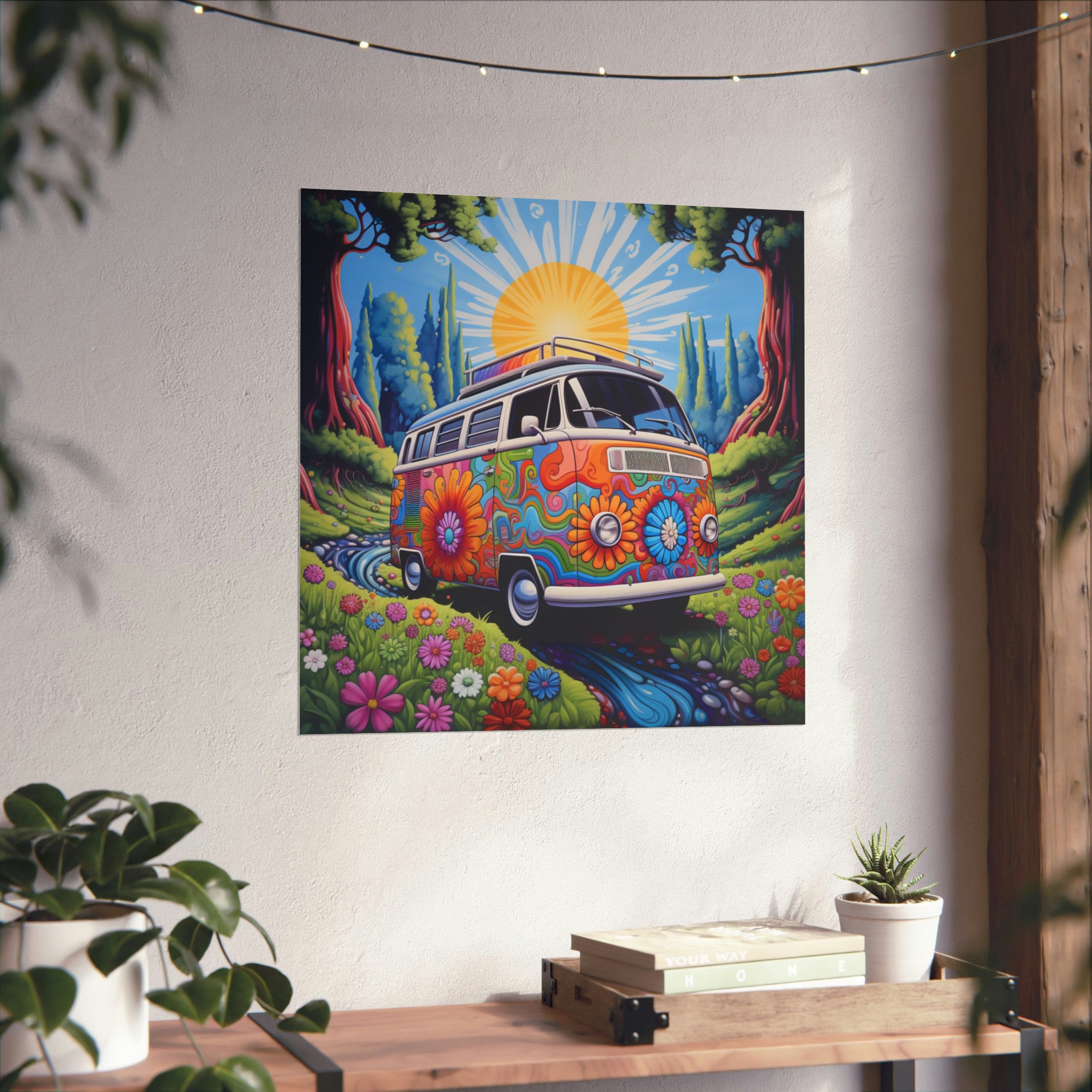 Hippie Van Ride Across the Country Poster // Sunny Days // Hippie Days ...