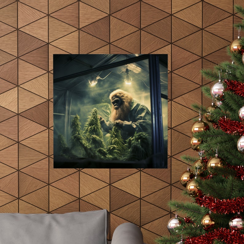 Bigfoot Growing Marijuana in the Lab Poster // Bigfoot Lovers Art ...