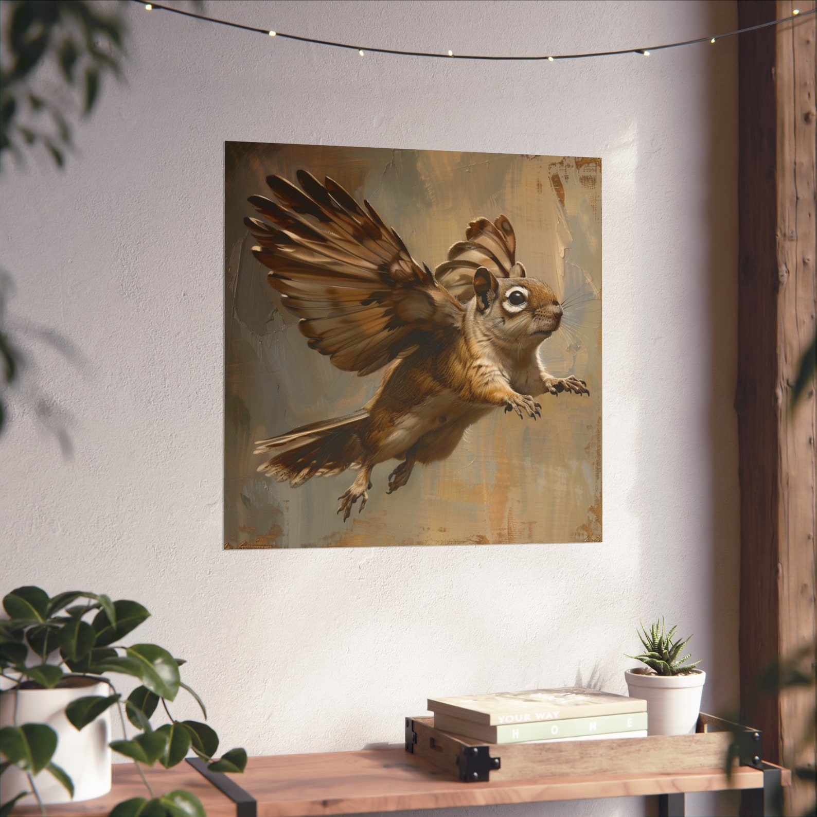Flying Squirrel Bird Poster // Squirrel and Bird Funny Comical Poster ...