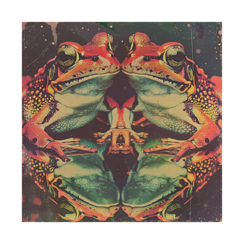 Vintage Trippy Red Tree Frog Poster // Psychedelic Frog Wall Poster ...