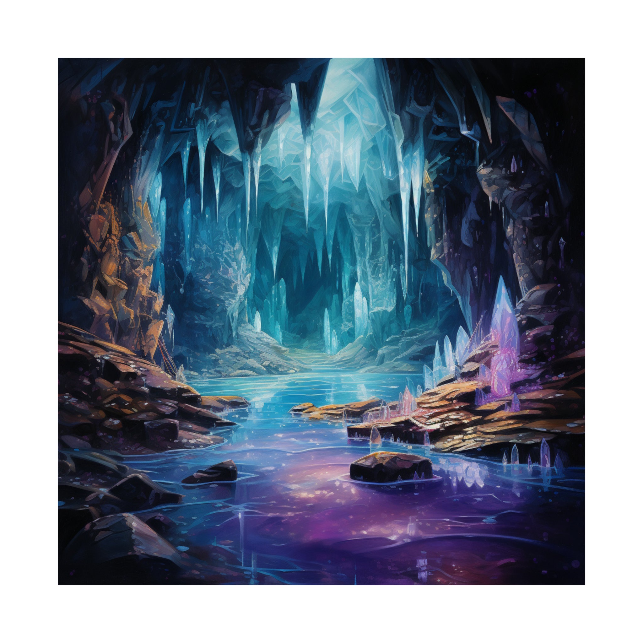 Purple Lagoon Crystal Cave Poster // Stalagmites and Stalactites ...