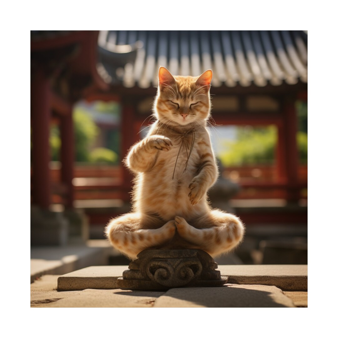 Meditation Master // Rare Zen Orange Cat Wall Art // Airbender - Etsy