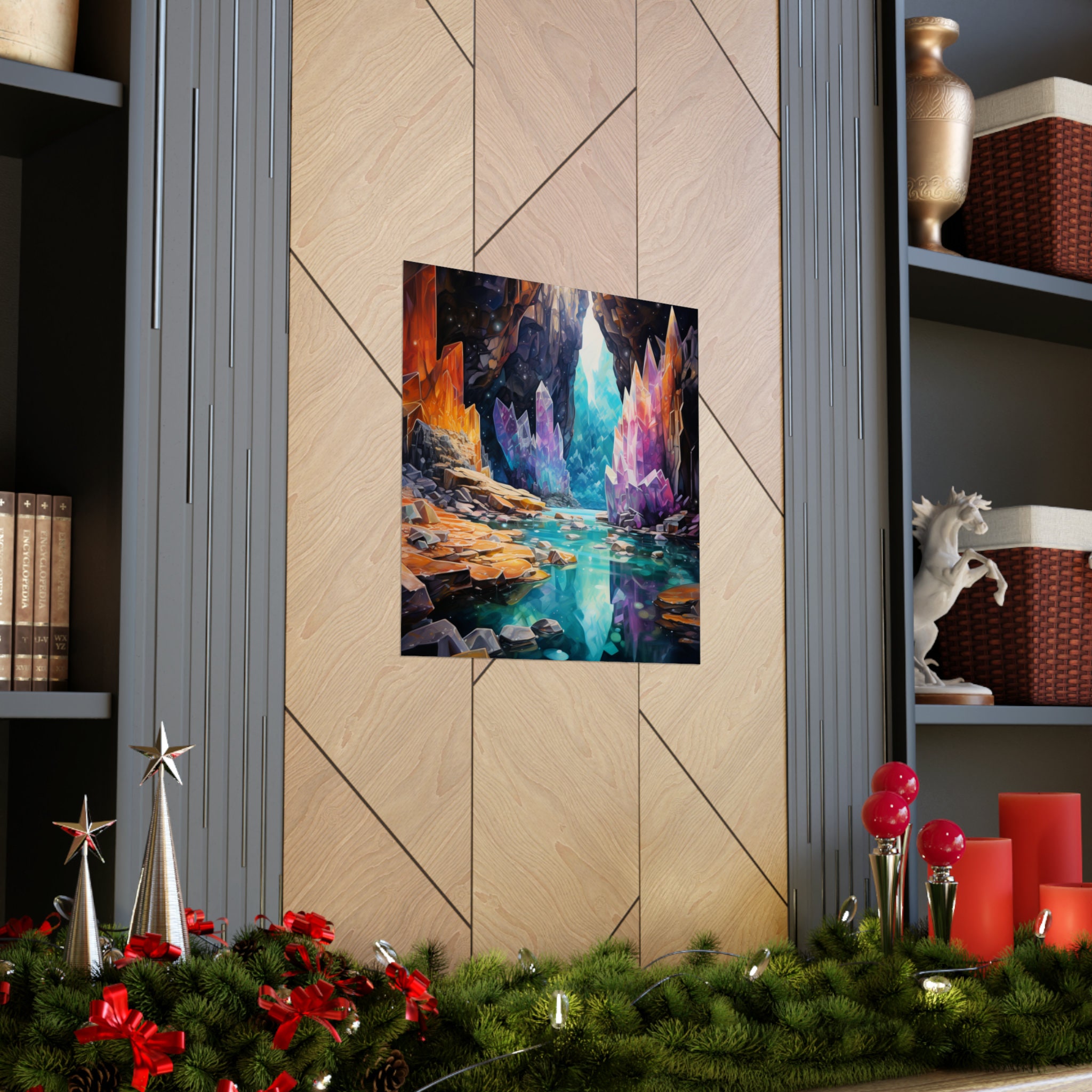 Vibrant Crystal Cave Posters // Stalagmites and Stalactites // Crystal ...