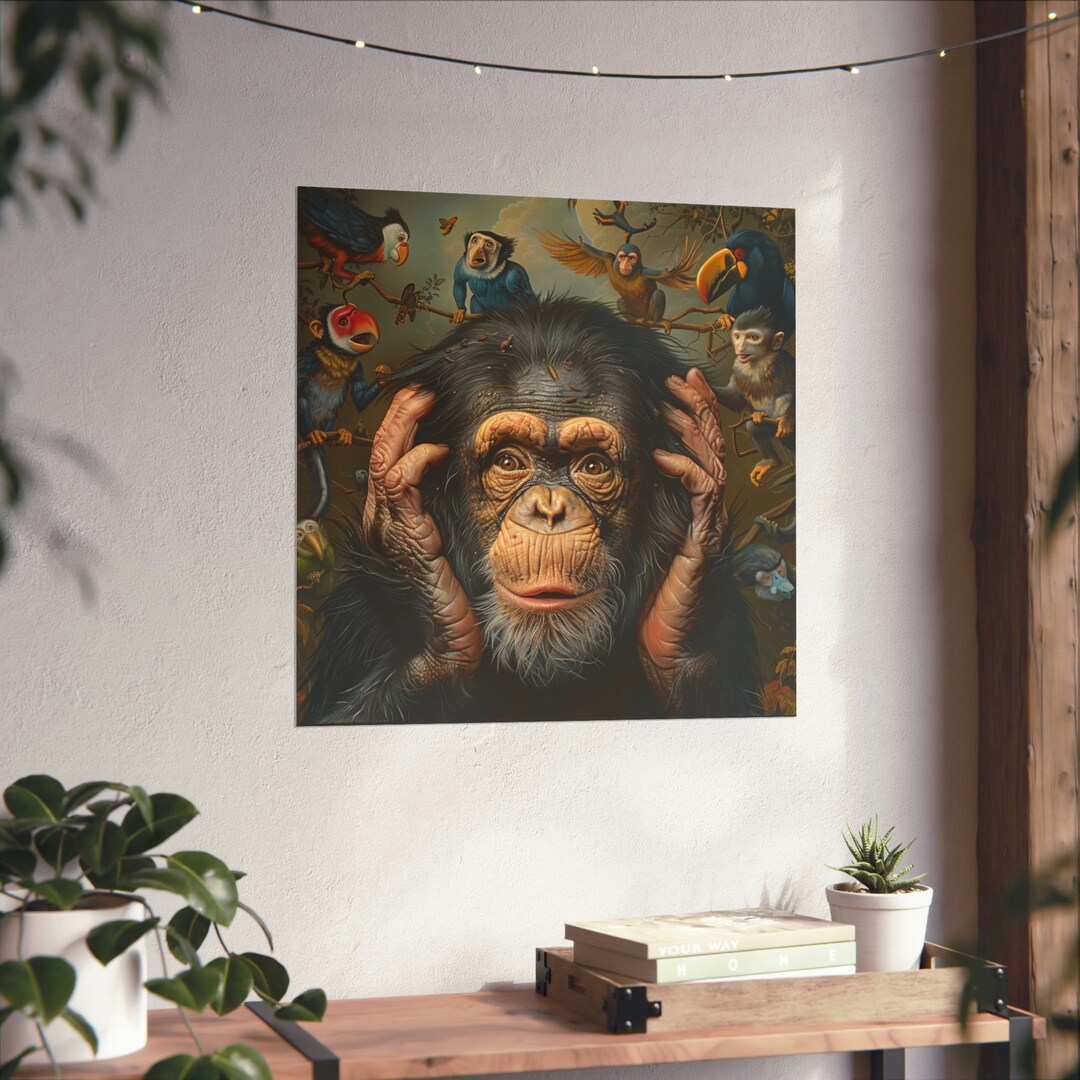 Monkey Brain Poster // Jungle Monkey Lovers Poster // Chimpanzee Modern ...
