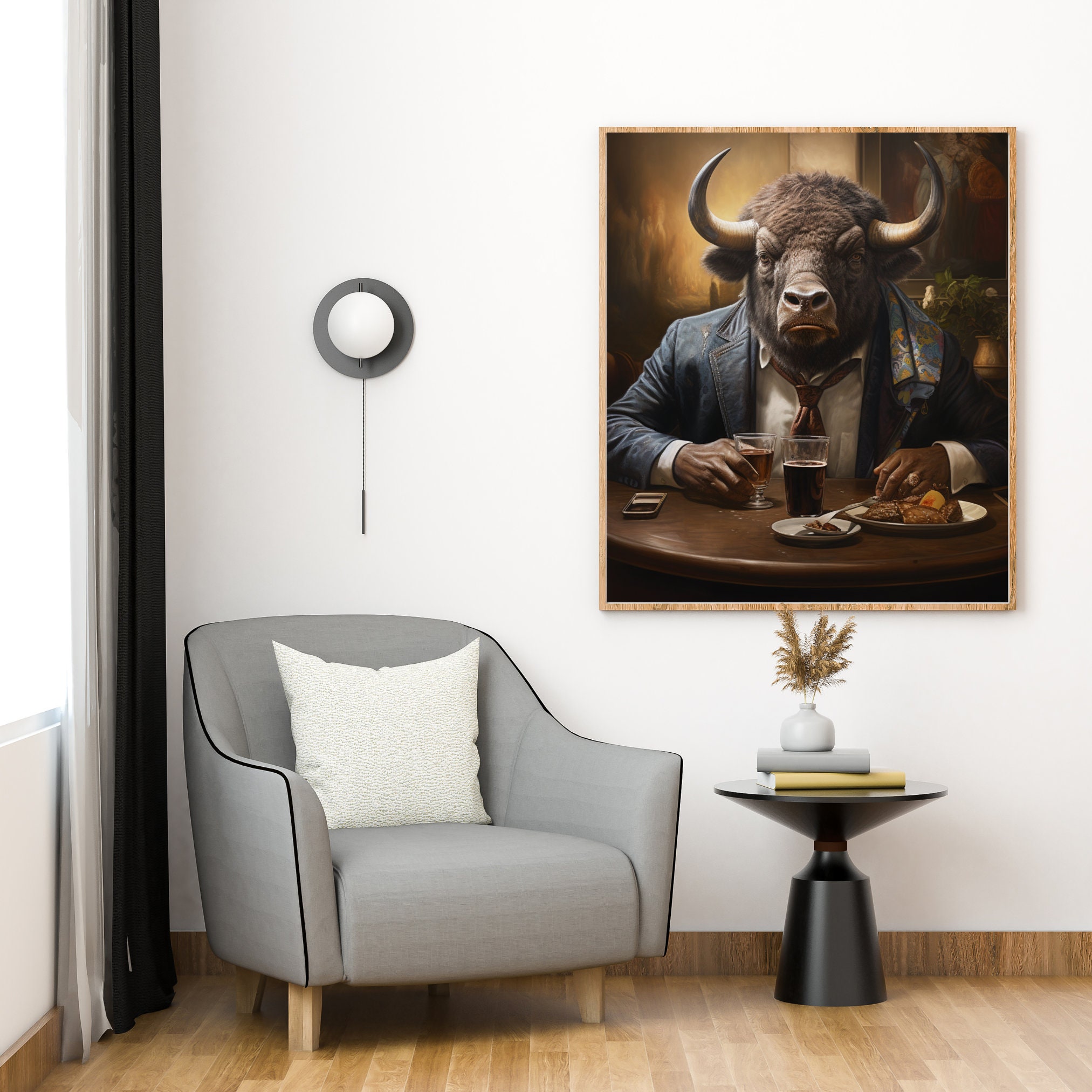 Pit Boss Bison // Bison in a Suit // Party Animals Poster // - Etsy
