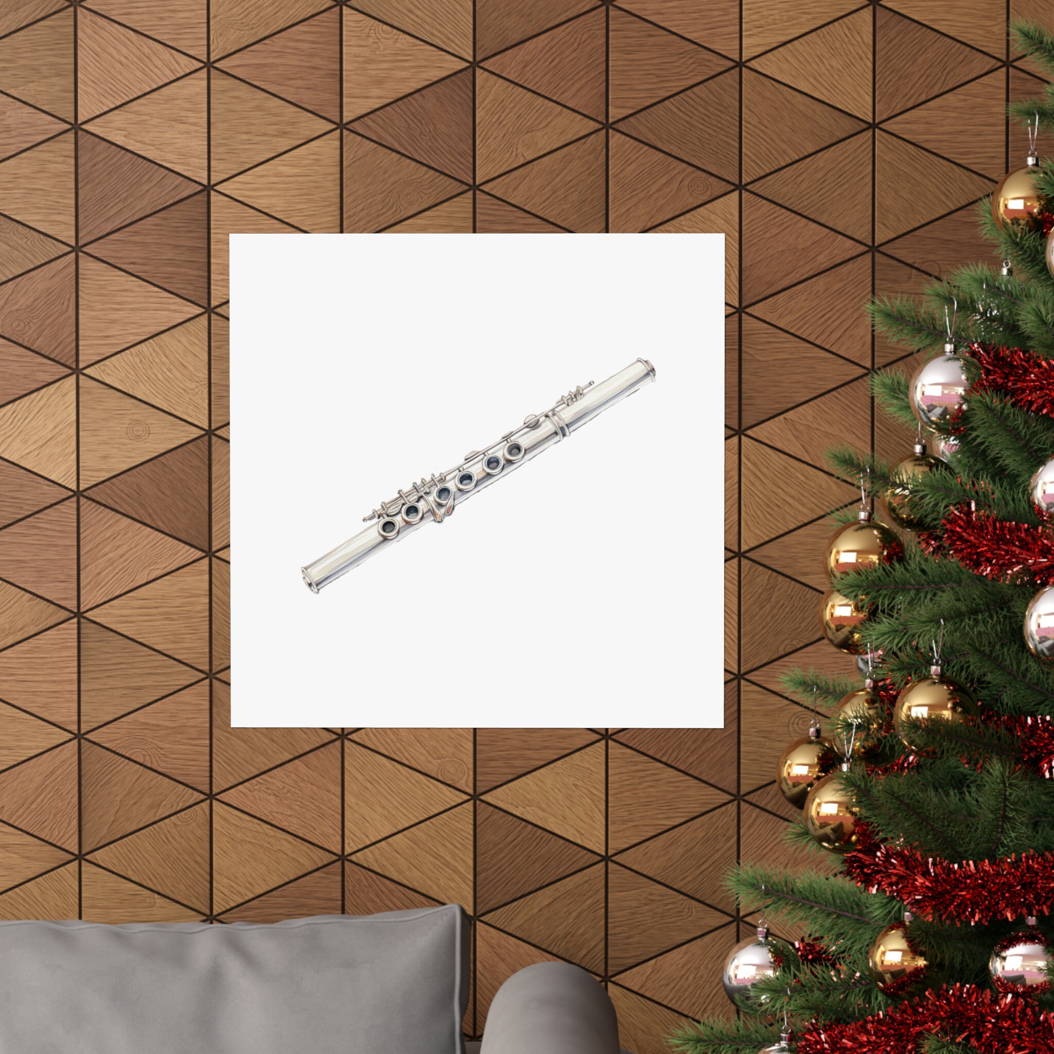 Flute Matte Vertical Poster // Watercolor Flute Wall Art // Simple Band ...