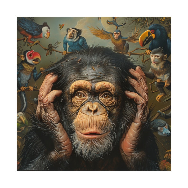 Monkey Brain Poster // Jungle Monkey Lovers Poster // Chimpanzee Modern ...
