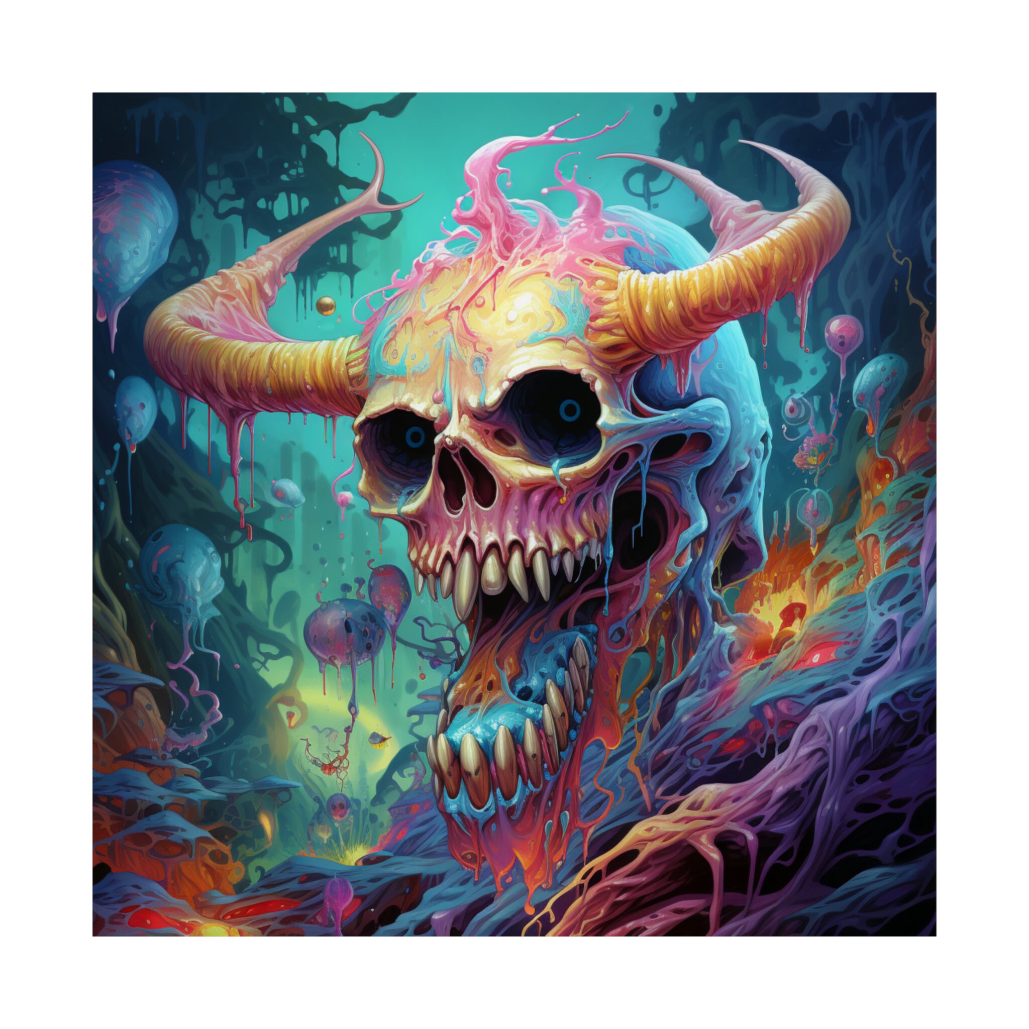 Hollowed Out Trippy Skull Poster // Nightmare Trippy Skull // Trippy ...