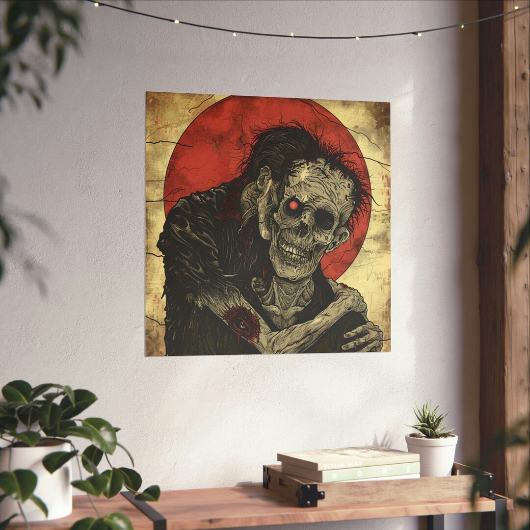 Zombies Hugging During A Blood Moon Posters // Zombie Wall Decor ...