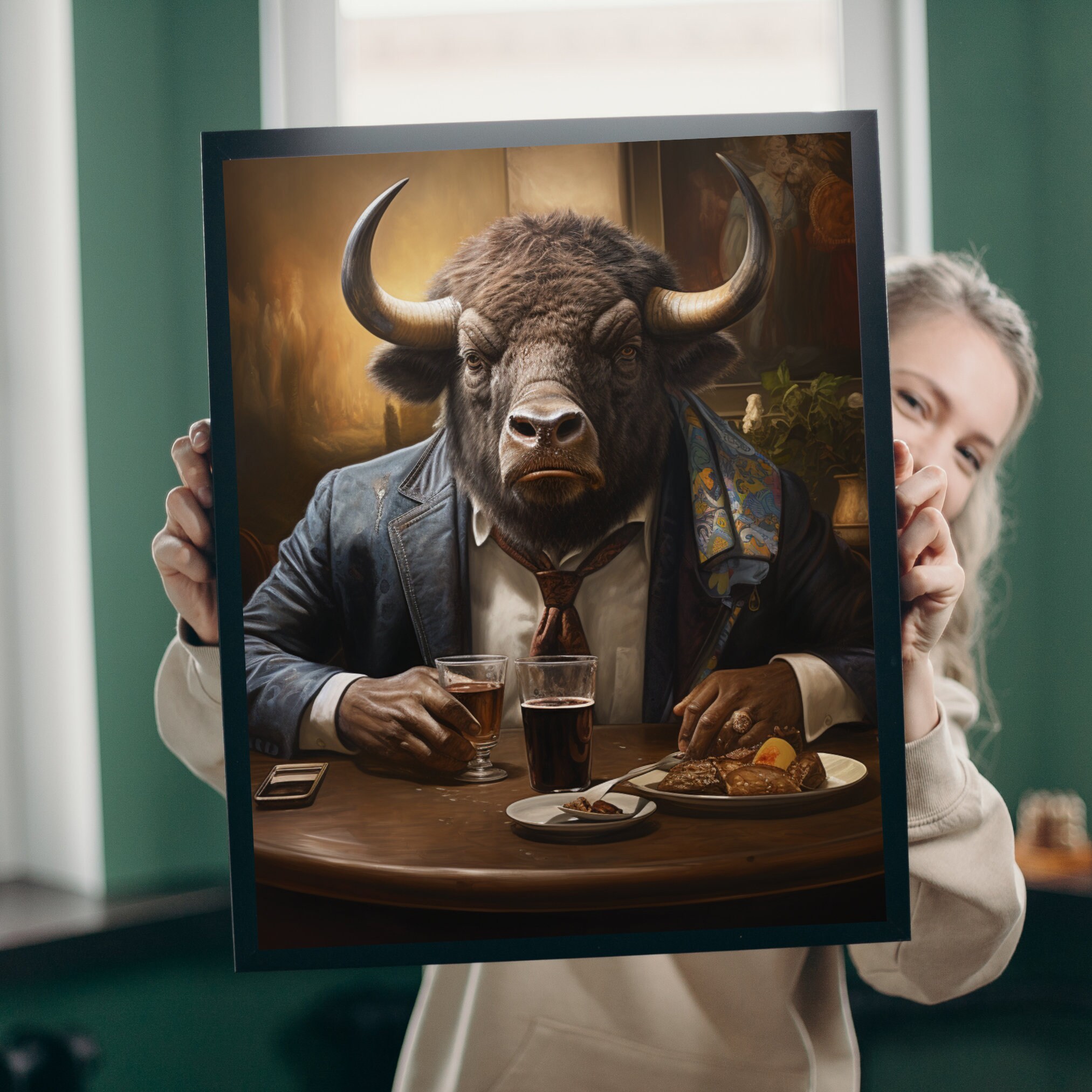 Pit Boss Bison // Bison in a Suit // Party Animals Poster // - Etsy