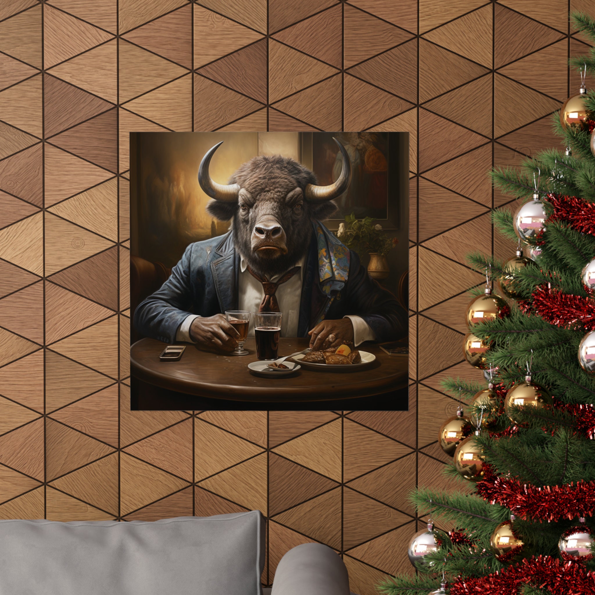 Pit Boss Bison // Bison in a Suit // Party Animals Poster // - Etsy