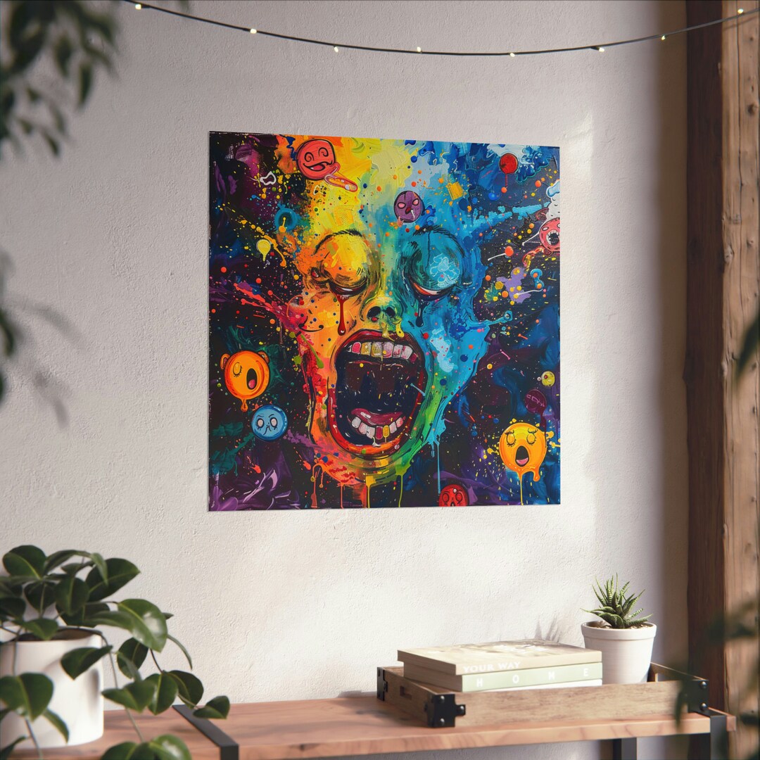 Creative Emotions Poster // Trippy Splatter Point Emoji Wall Decor ...