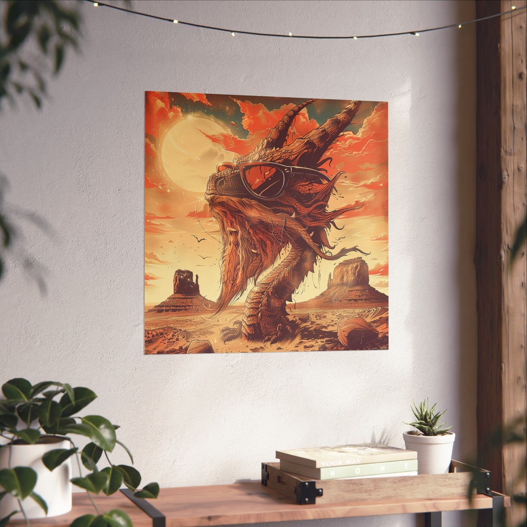 OG Desert Dragon Poster // Desert Landscape Lovers Poster // Dragon ...