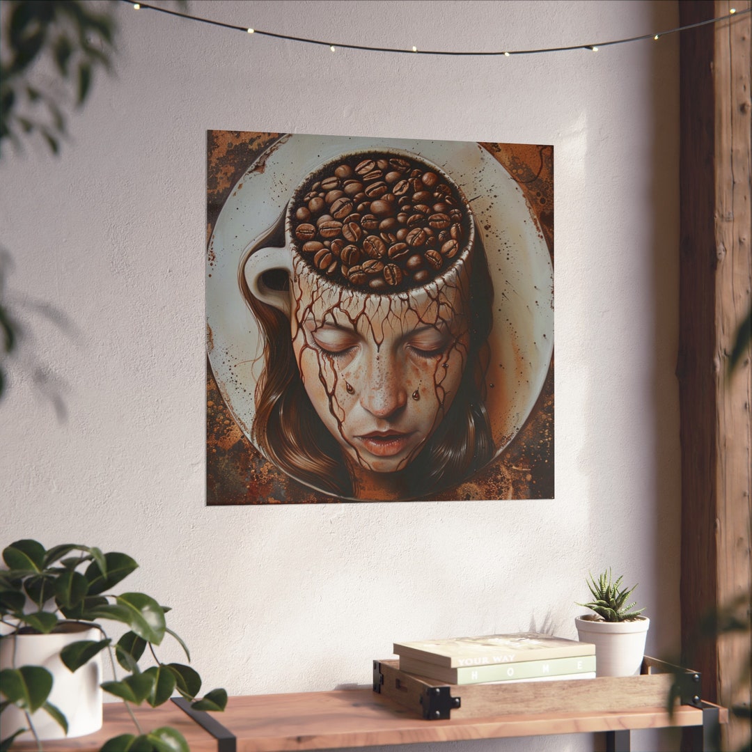Woman Drowning in Coffee Poster // Trippy Abstract Coffee Woman Poster ...