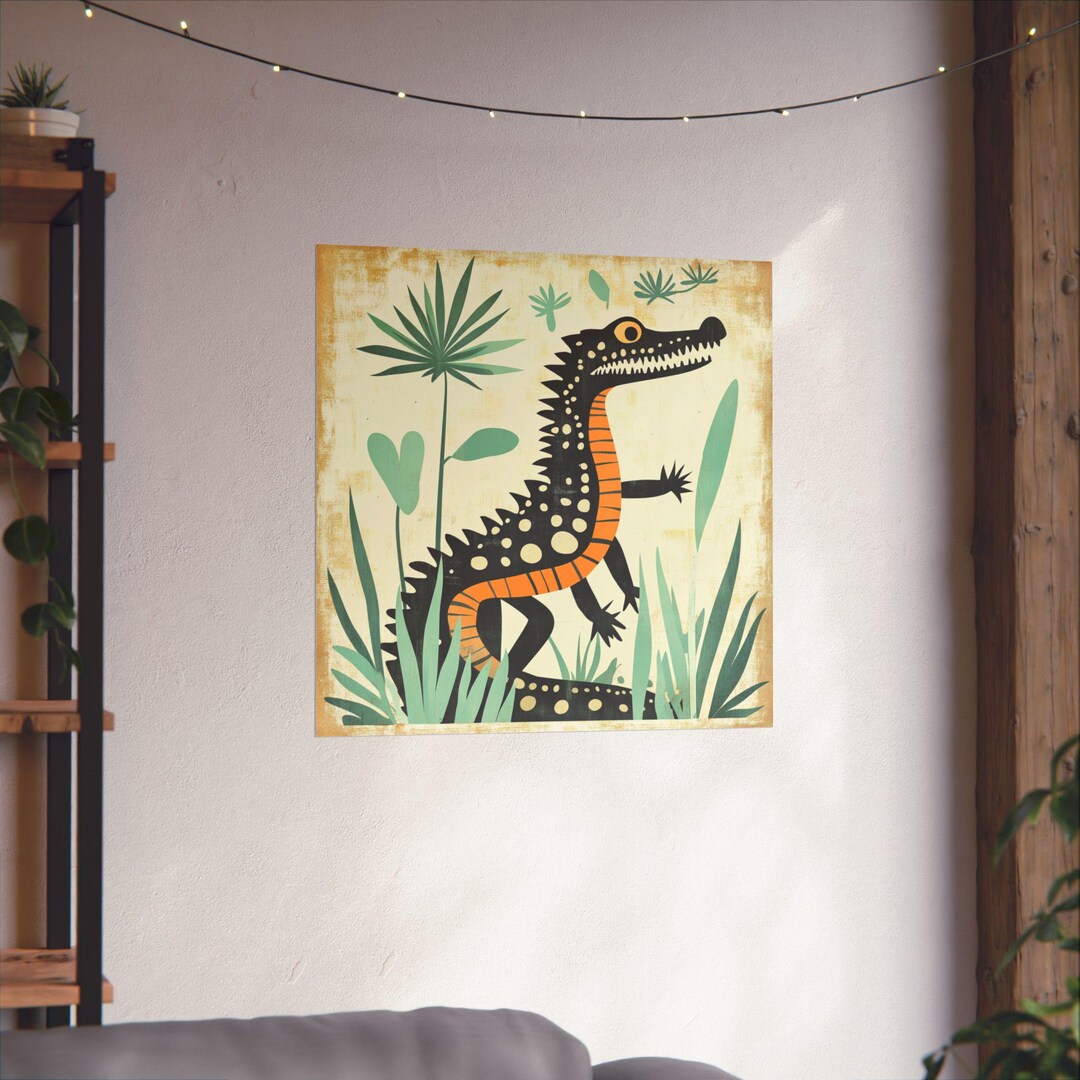 Vintage Crocodile Wall Art // Abstract Alligator Wall Art // Funky Kids ...