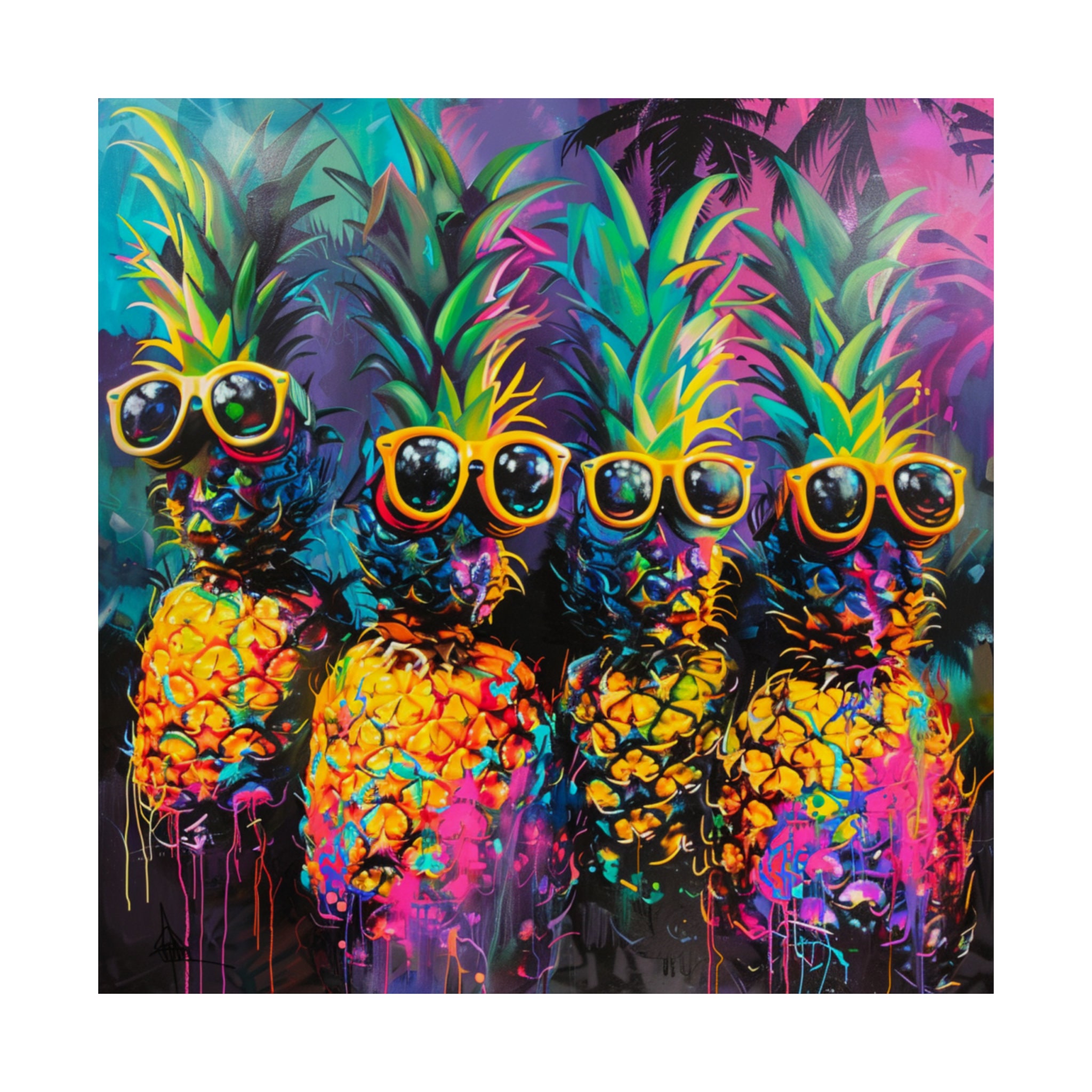 Pineapple Squad Poster // Abstract Pineapples With Glasses Poster ...
