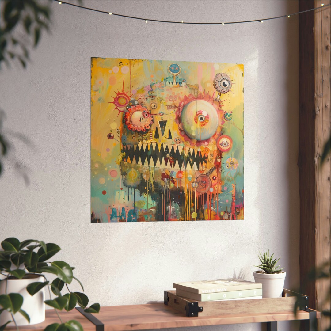 Trippy Mech Man Poster // Robot Abstract Art Lovers Poster // Smiling ...