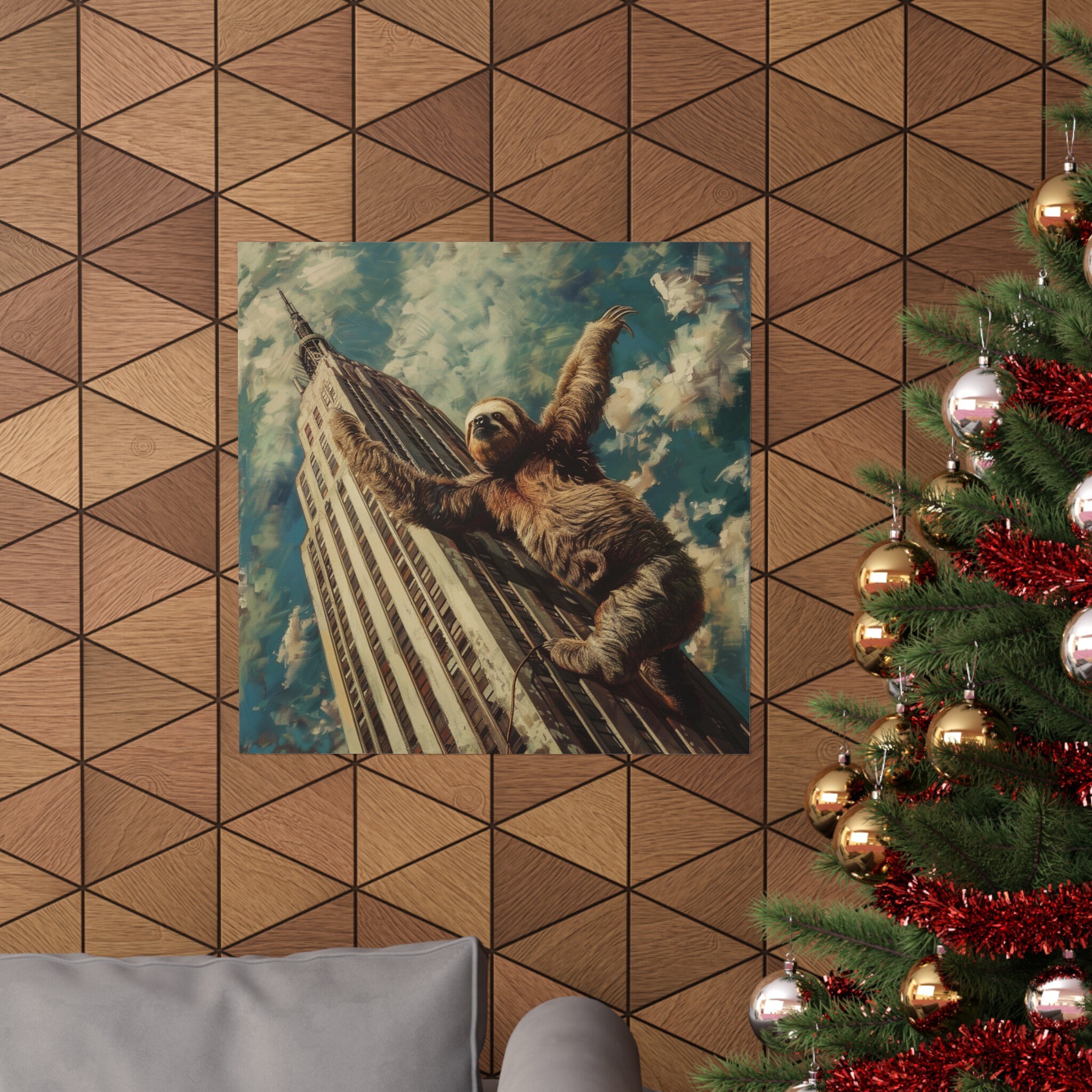 Giant Sloth Climbing Building Wall Art // Sloth Humor Wall Art // Sloth ...