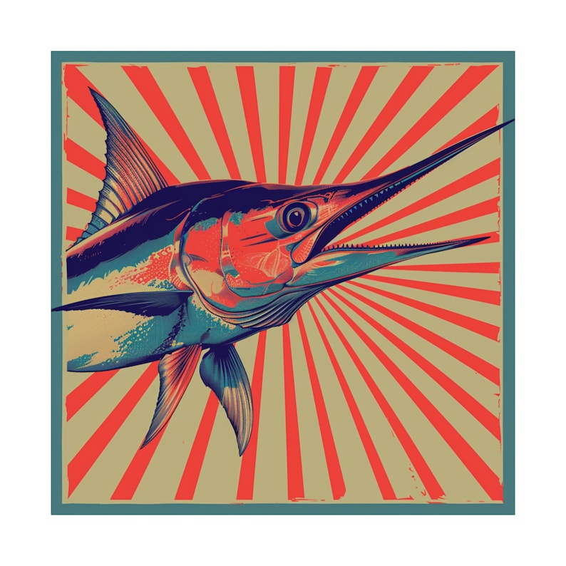 Retro Vintage Swordfish Poster // Swordfish Lovers Poster // Vintage ...