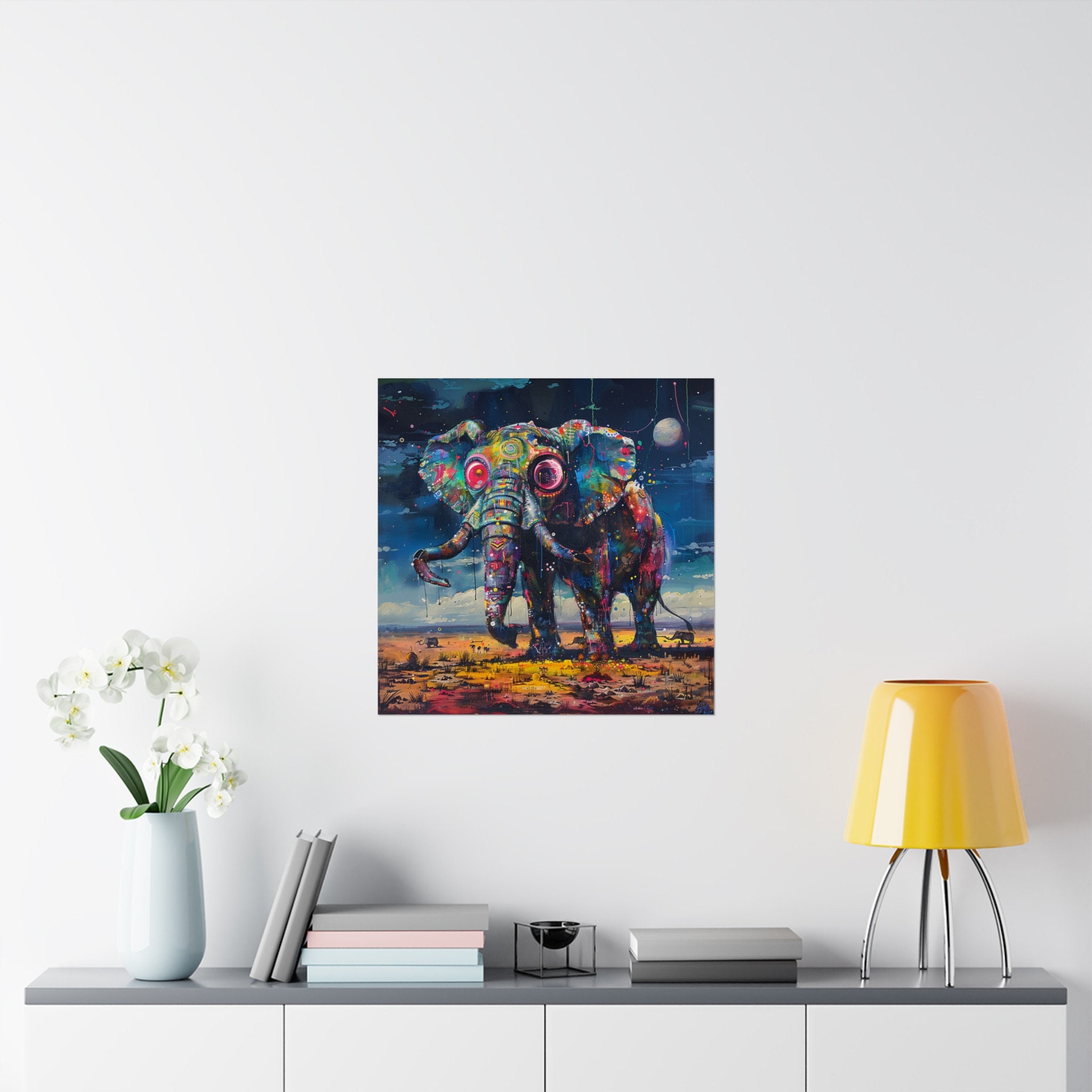 Giant Abstract Elephant Poster // Trippy Elephant Art Poster//elephant ...