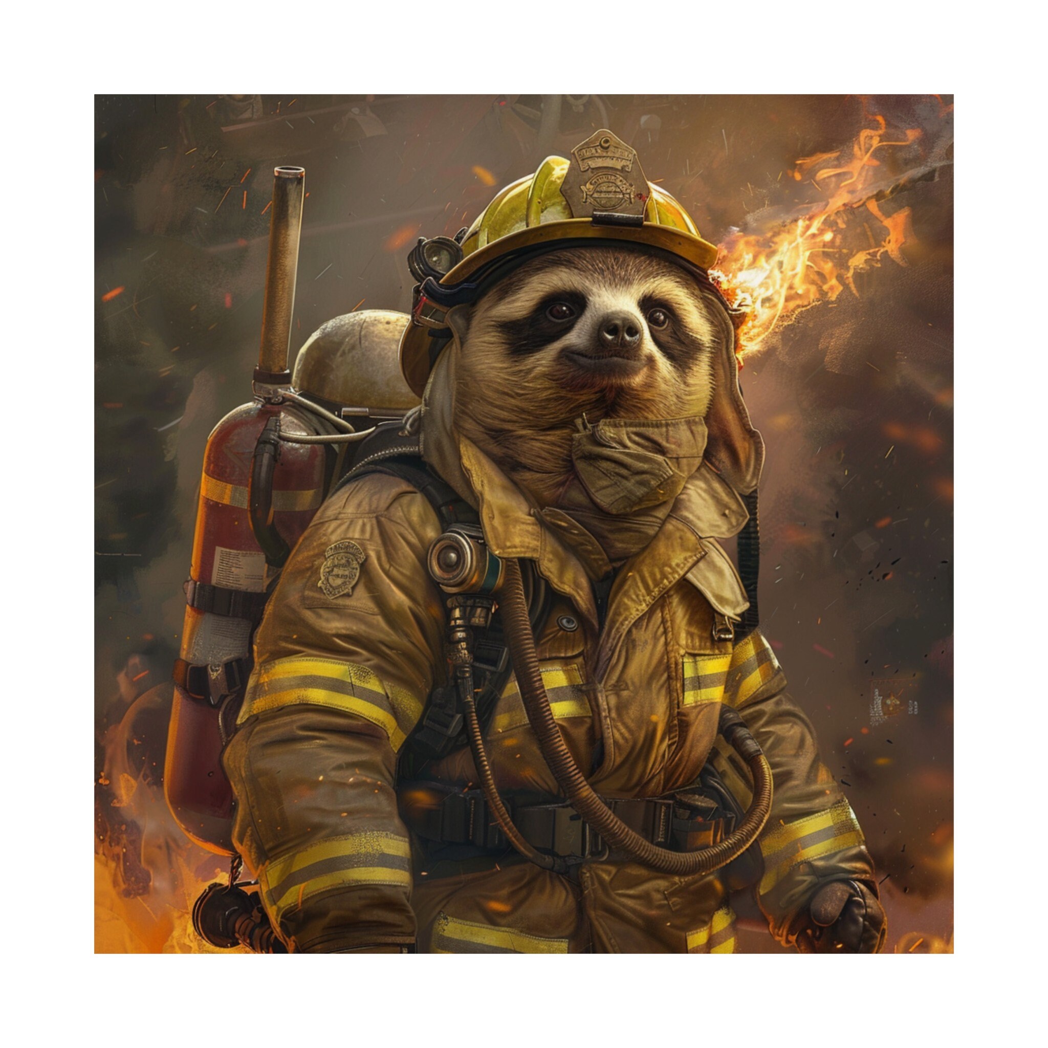 Sloth Fire Fighter Poster //giant Sloth Poster// Funny Sloth Poster ...