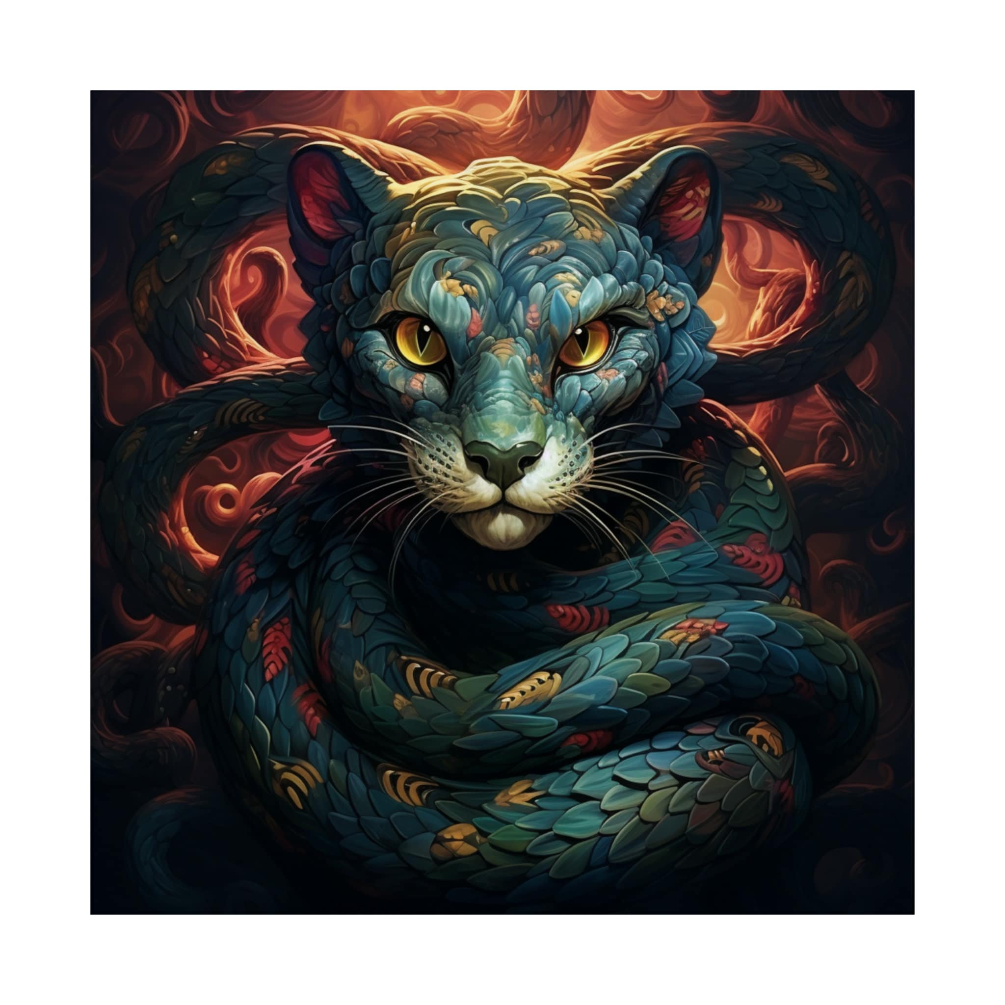 Serpent Cat Poster // Trippy Cat // Cat Lovers Poster // Bong ...