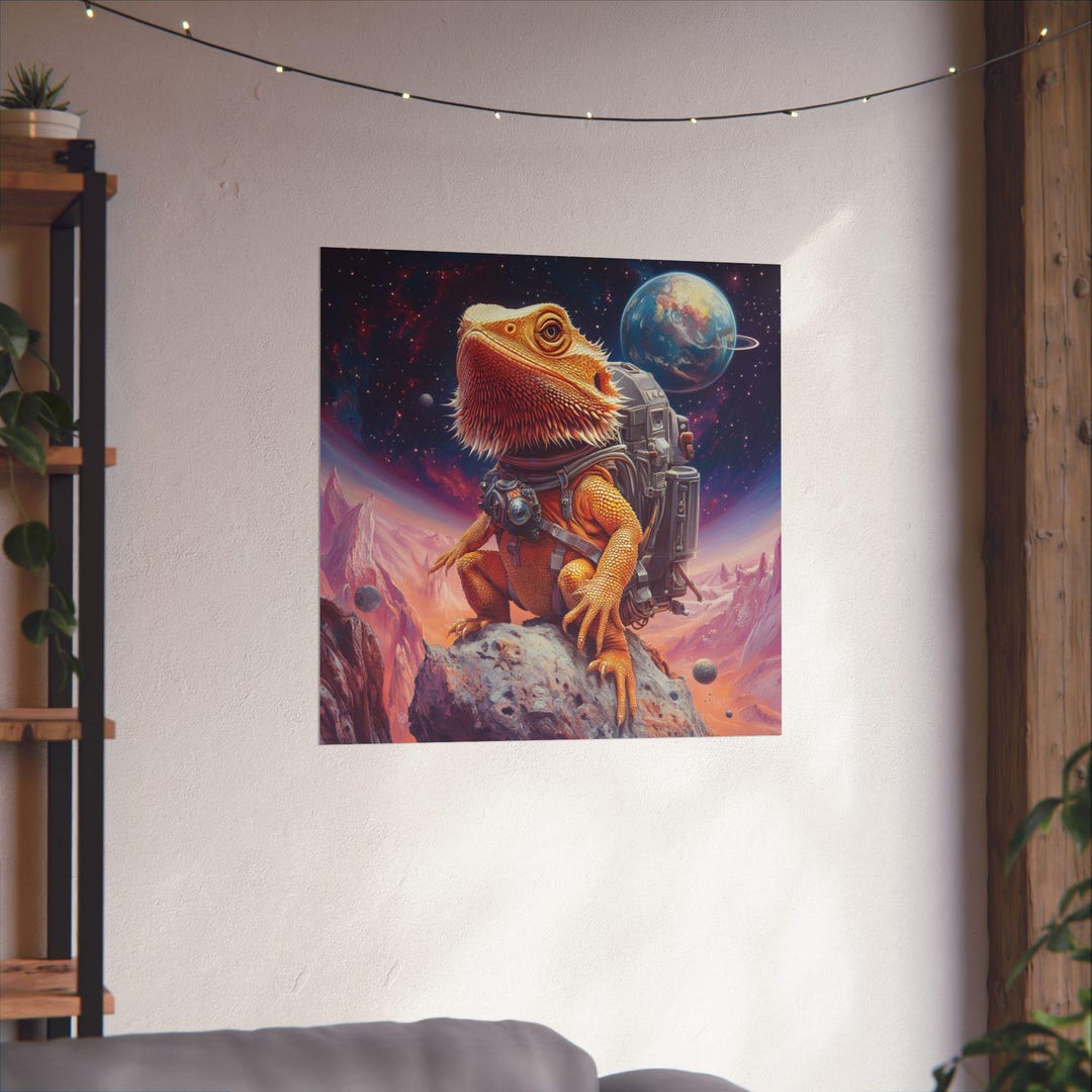 Bearded Dragon Space Explorer Poster, Bearded Dragon Lovers Art, Space ...