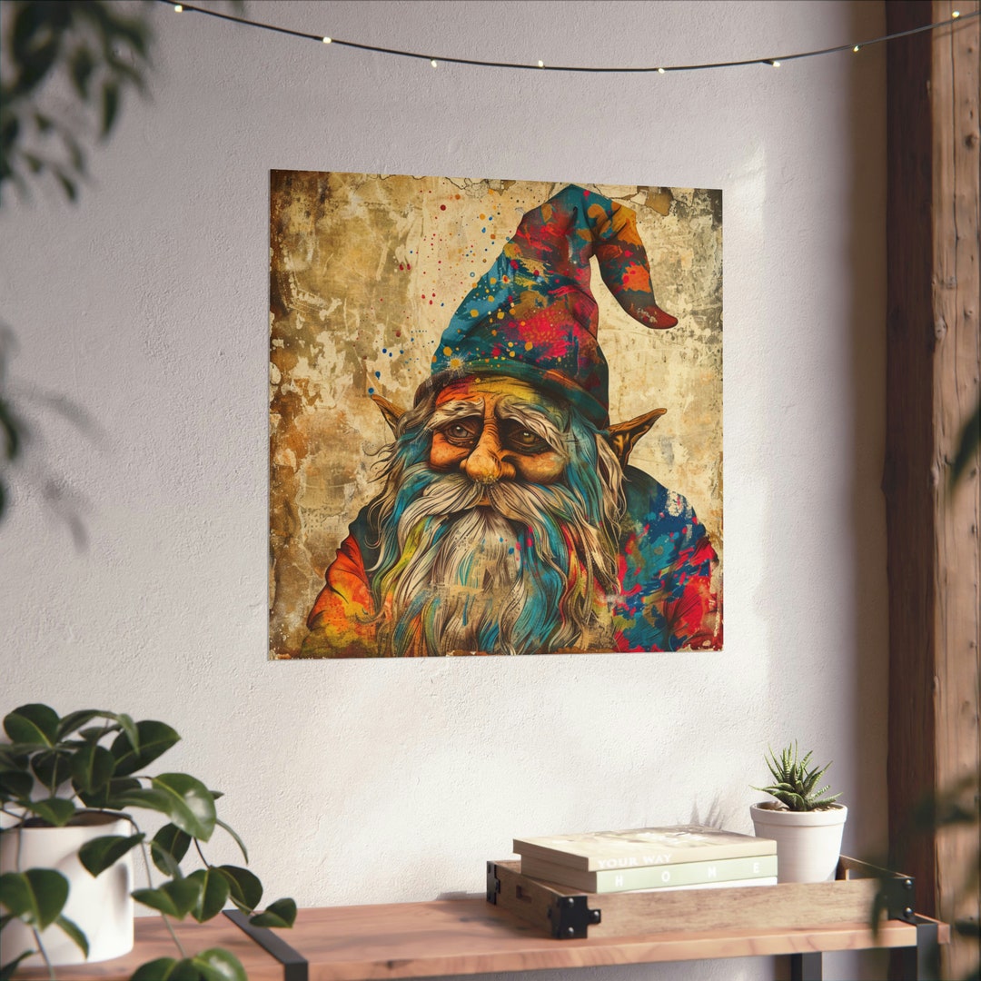 Hard Knock Gnome World Poster // Sad Gnome Poster // Splatter Paint ...