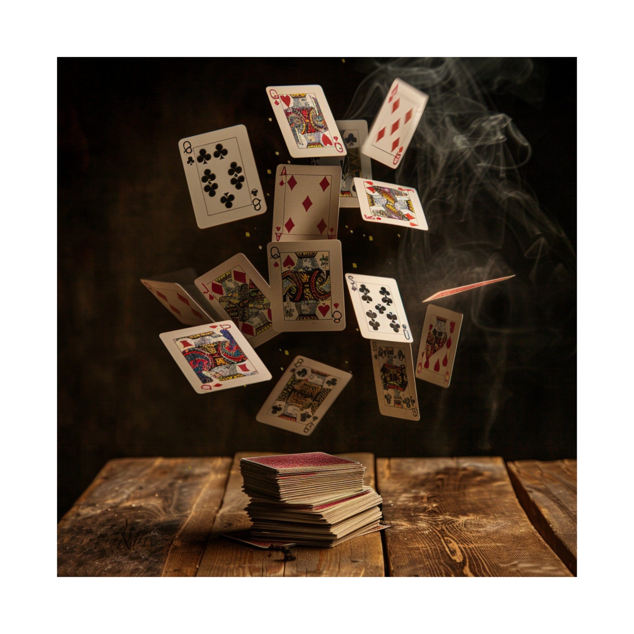 Magical Deck of Cards Poster // Floating Card Deck Wall Art // Queen of ...
