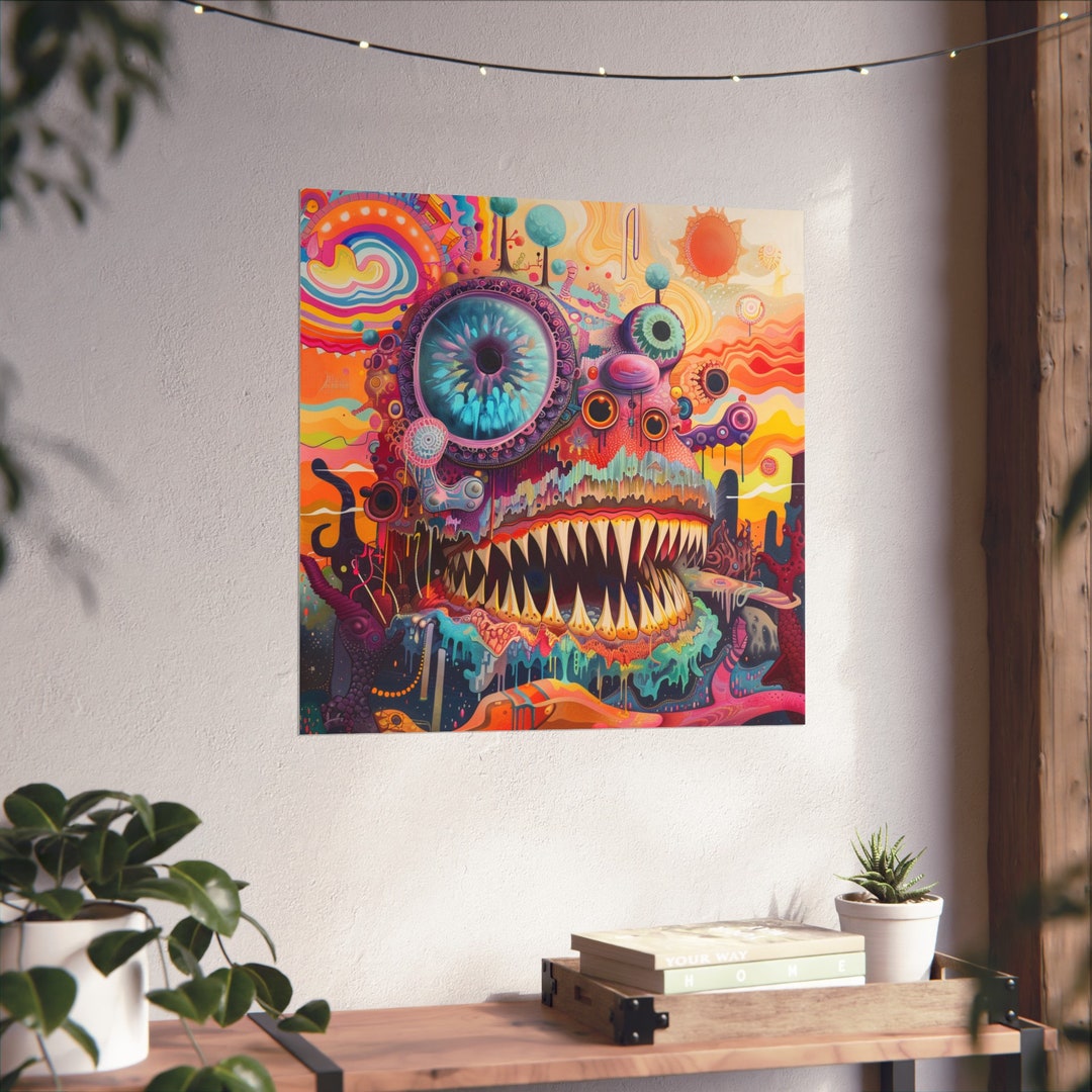 Wacky Goliath Robot Poster // Rainbow Robot Wall Art // Futuristic ...