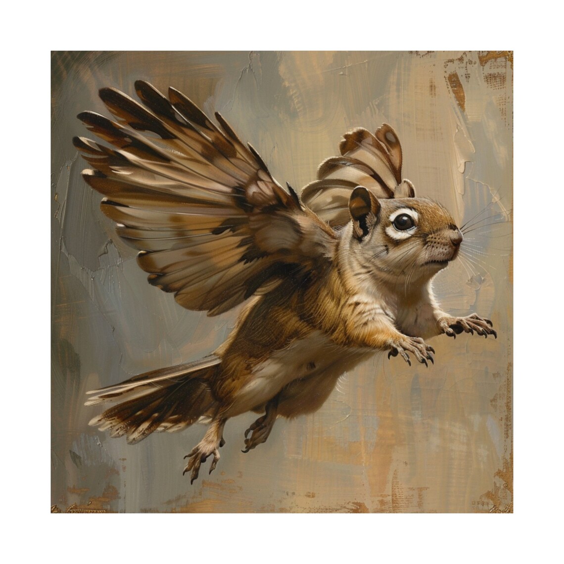 Flying Squirrel Bird Poster // Squirrel and Bird Funny Comical Poster ...