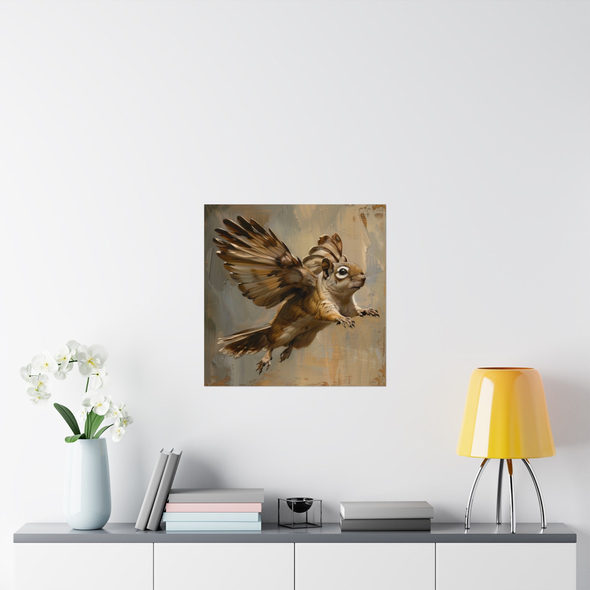 Flying Squirrel Bird Poster // Squirrel and Bird Funny Comical Poster ...