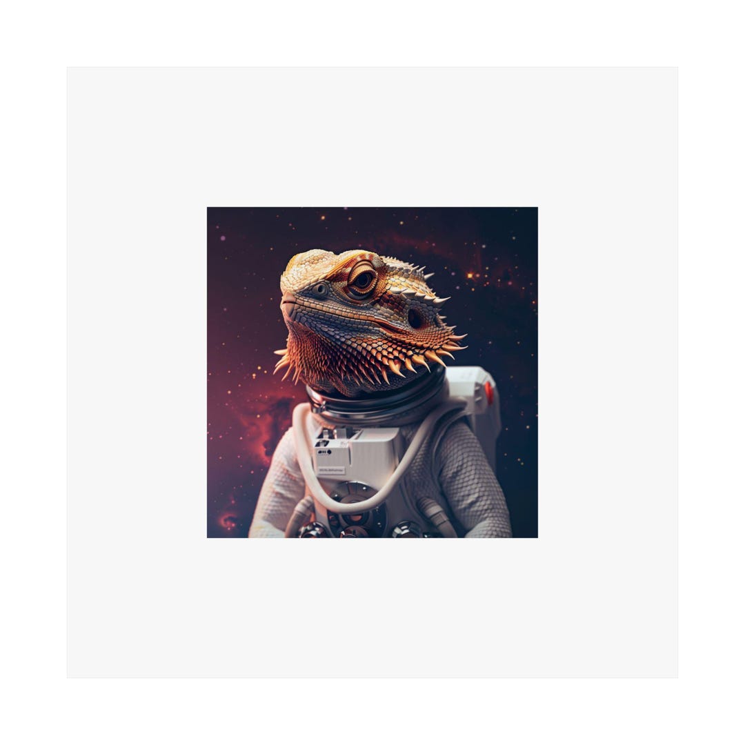 Space Bearded Dragon Poster // Reptile Astronaut in Space Wall Art ...