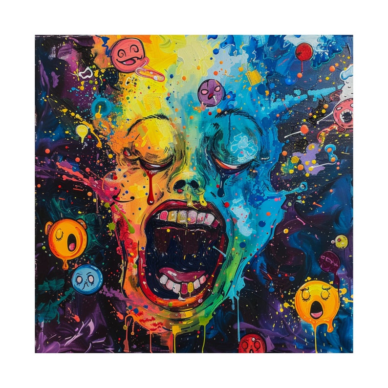 Creative Emotions Poster // Trippy Splatter Point Emoji Wall Decor ...