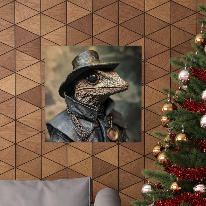 Lizard Plague Doctor Poster, Reptile Wall Art, Matte Vertical Print ...