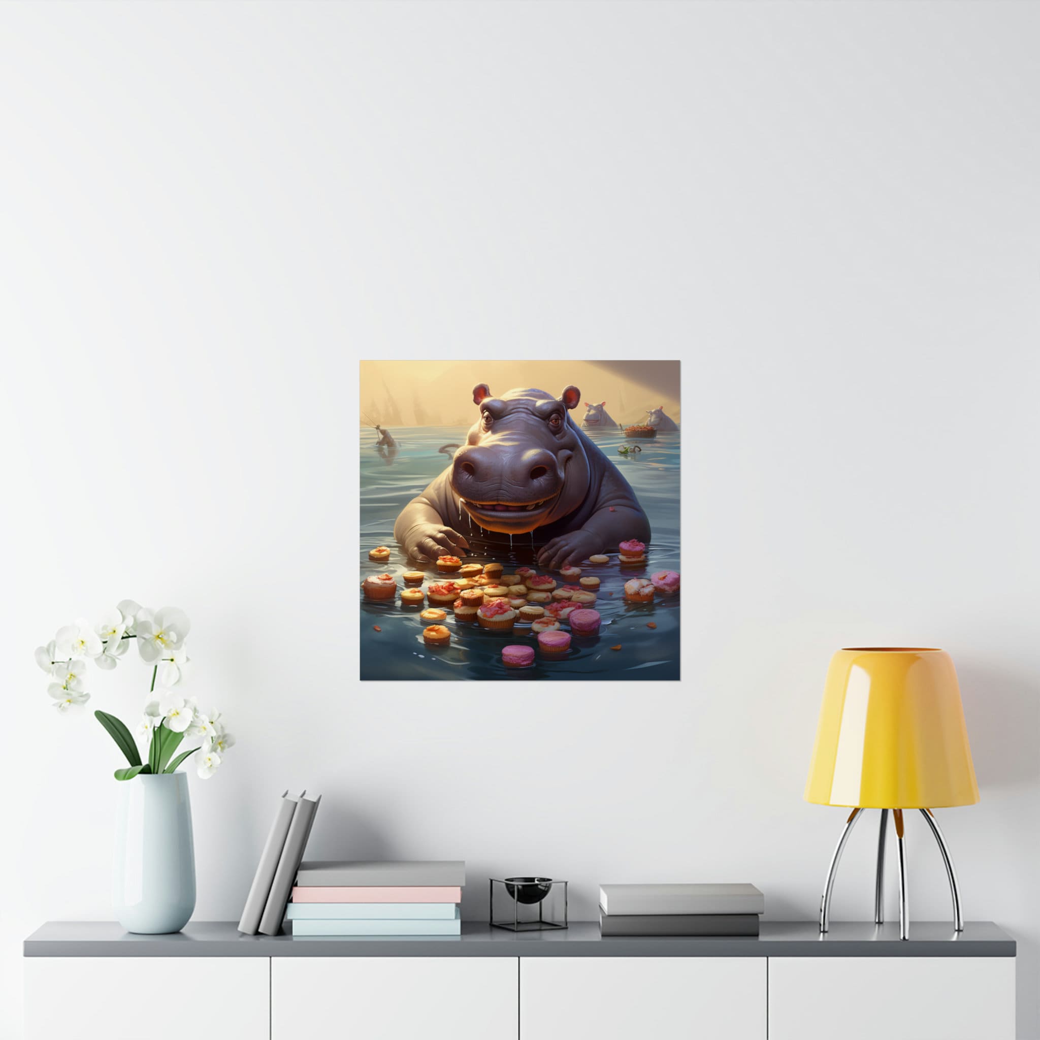 Hungry Hippo Eating Sweets Poster // Hippo Lovers Art // African Water ...