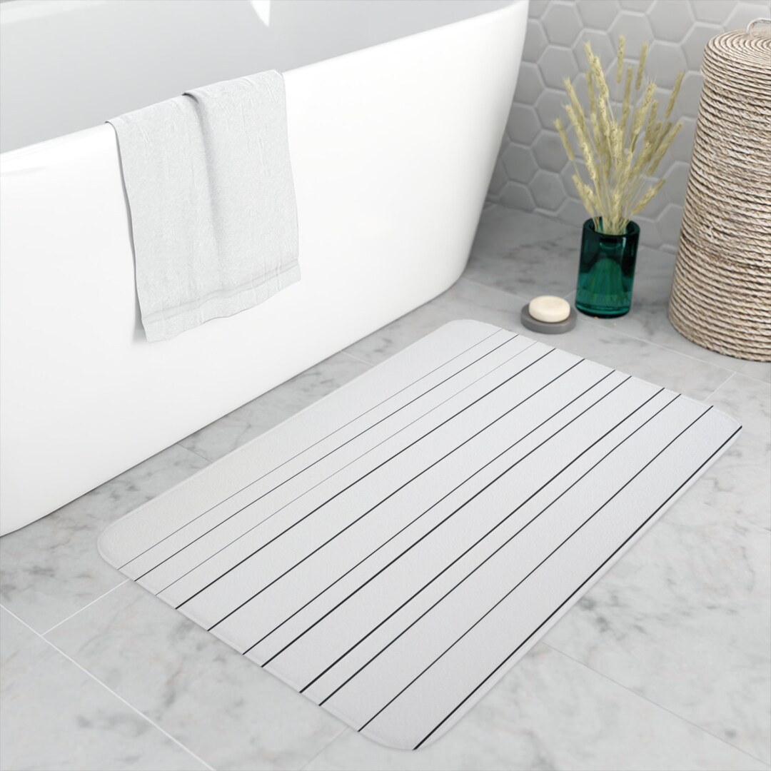 Grey and Black Horizontal Lines Bath Mat // Textured Bath Mat - Etsy
