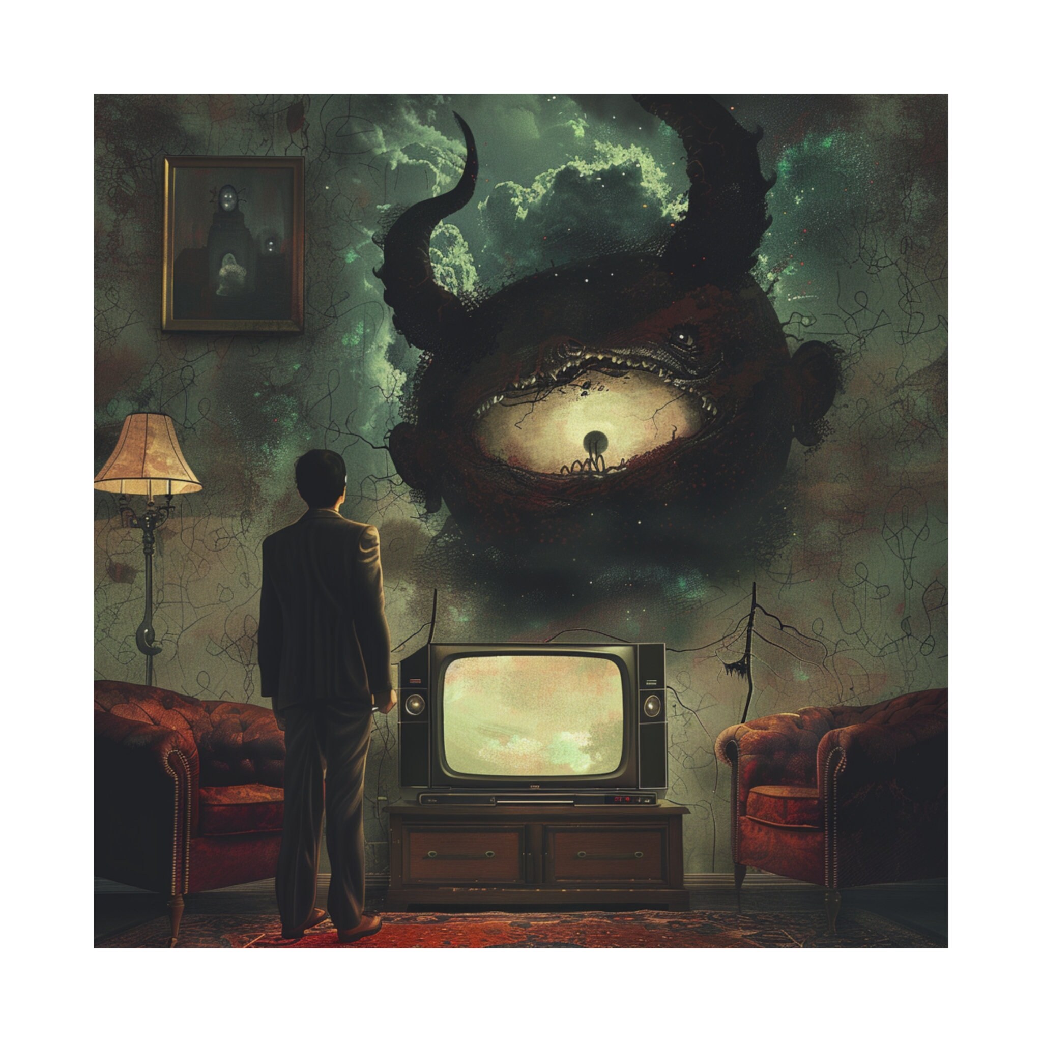 Nightmare Devil Eye Poster // Evil Within Wall Decor // Halloween Devil ...