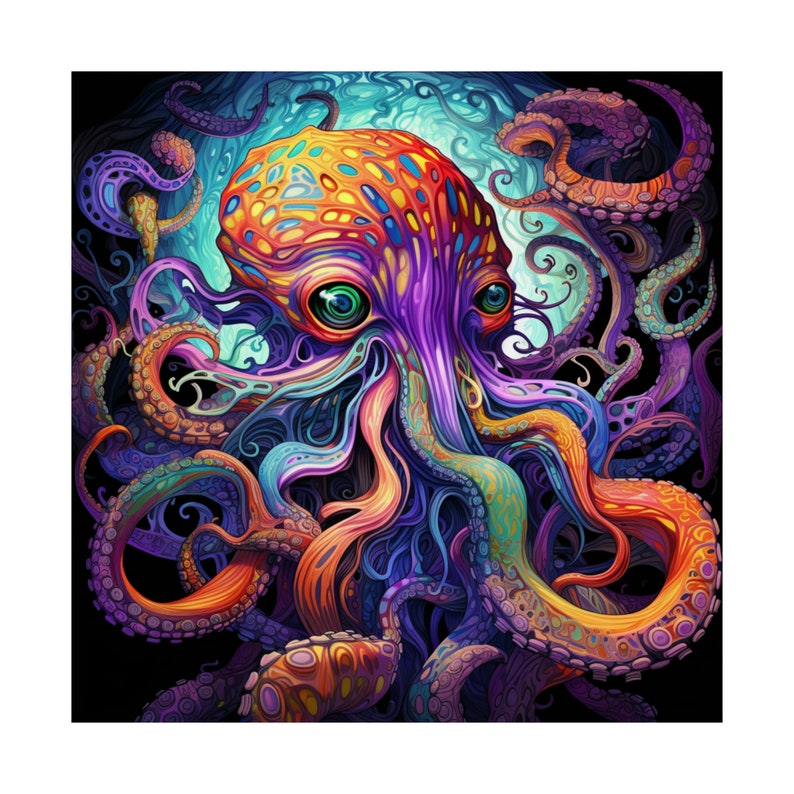 Rainbow Octopus // Trippy Octopus // Festival Wall Art // Rave Wall Art ...