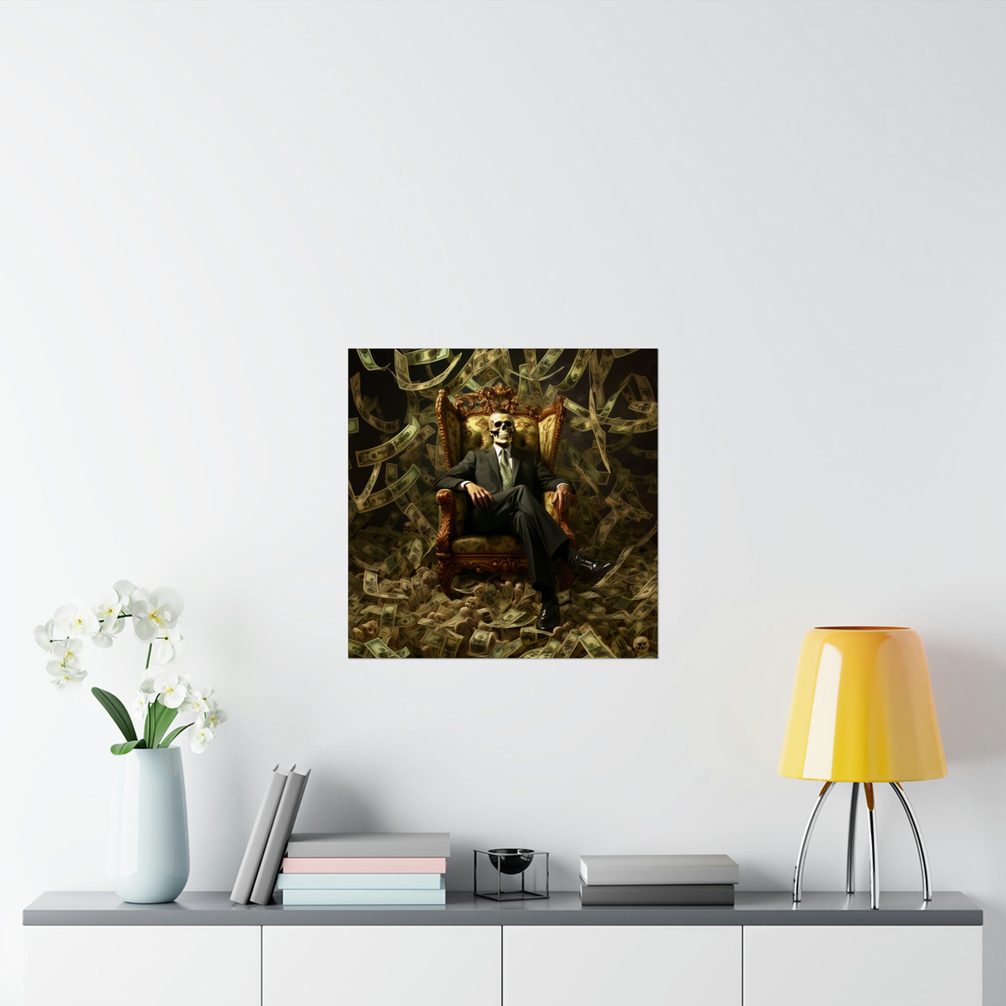 Money is the Root of All Evil Poster // Skull Making It Rain Poster ...