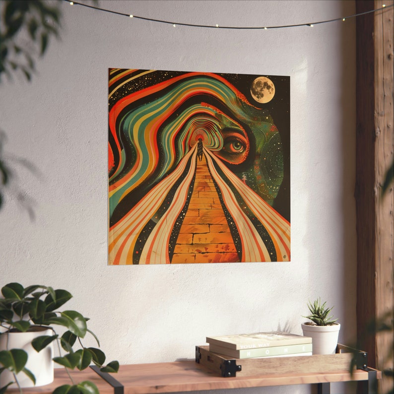 Rainbow Road in Space Trippy Retro Vintage Poster //eye in Space With ...