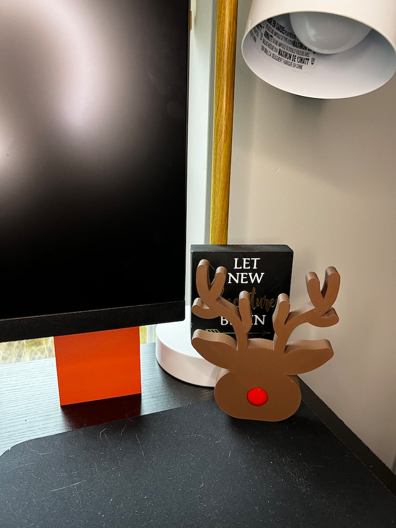 Rudolph Reindeer Head - Desk Topper Holiday Decor - Etsy
