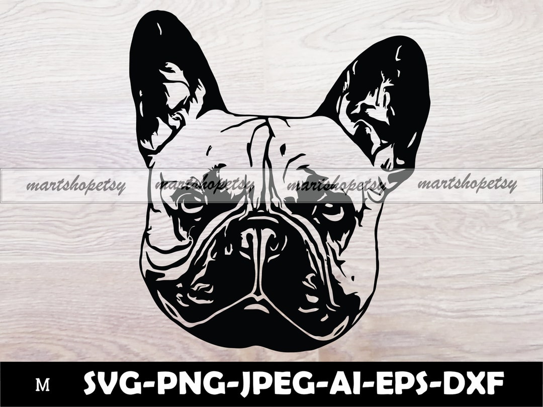 French Bulldog 2 Svg-png-eps-dxf-jpeg, Pet Lover, Dog Svg, Dog Face Svg ...