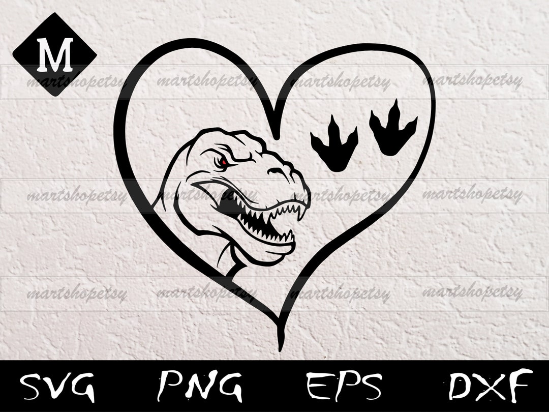 Dinosaur at Heart Svg, Heart Svg for Cricut, Dinosaur Heart Svg Vector ...