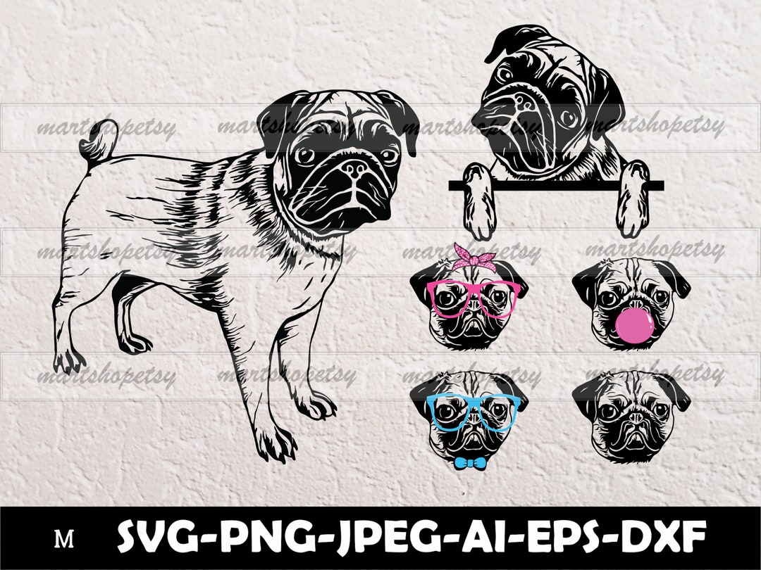 Pug Svg, Pug Svg Bundle, Pug Dog Svg for Cricut, Pug Svg With Bandana ...