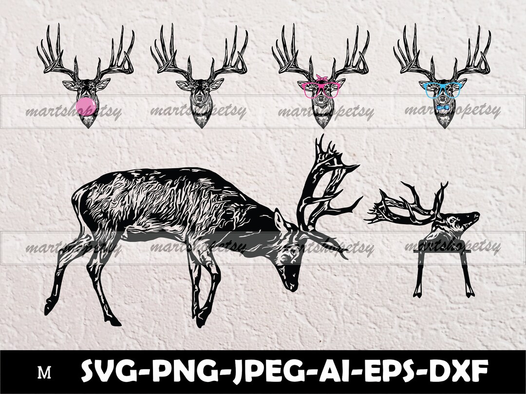 Deer Svg, Deer Svg Bundle, Deer Svg for Cricut, Deer With Bandana ...