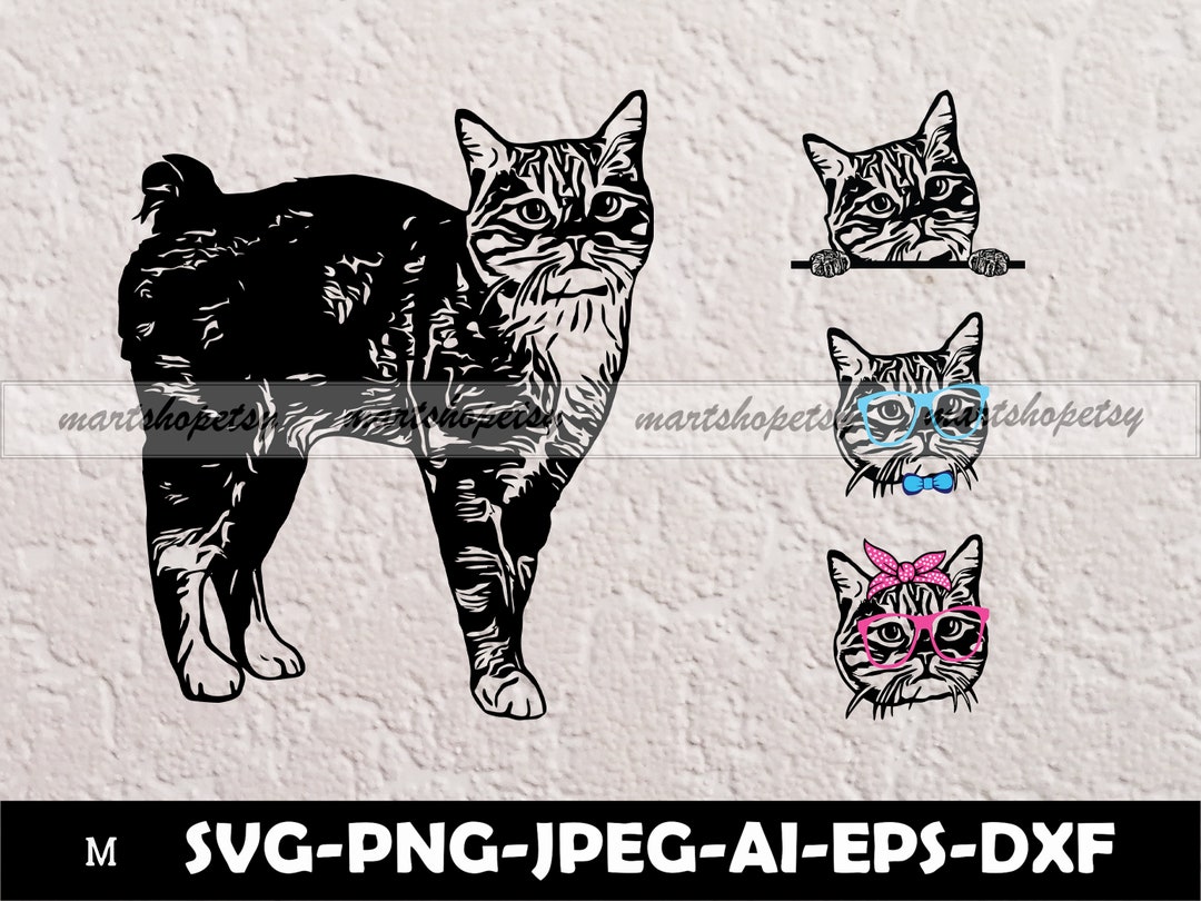 Manx Cat Svg Bundle, Manx Cat Svg for Cricut, Manx Cat With Bandana ...