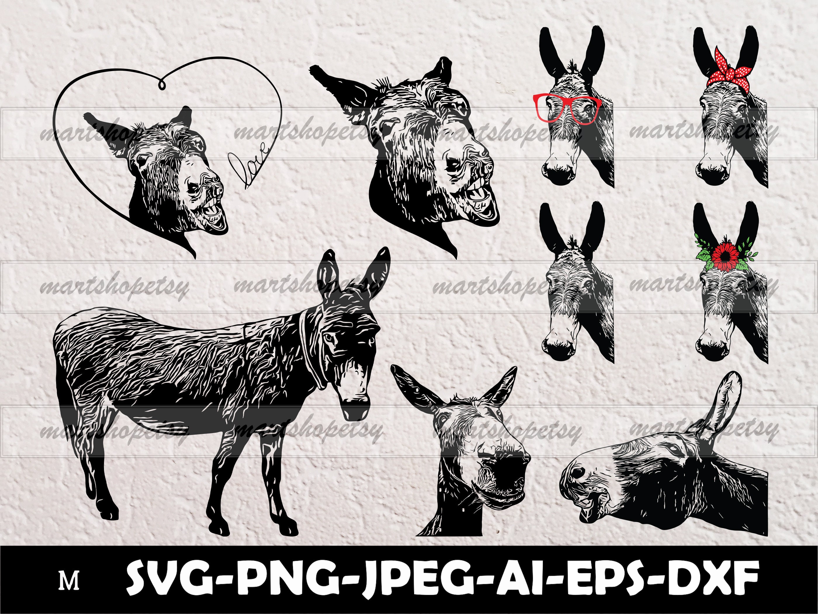 Donkey Svg Donkey Svg Bundle Donkey Svg for Cricut Donkey | Etsy